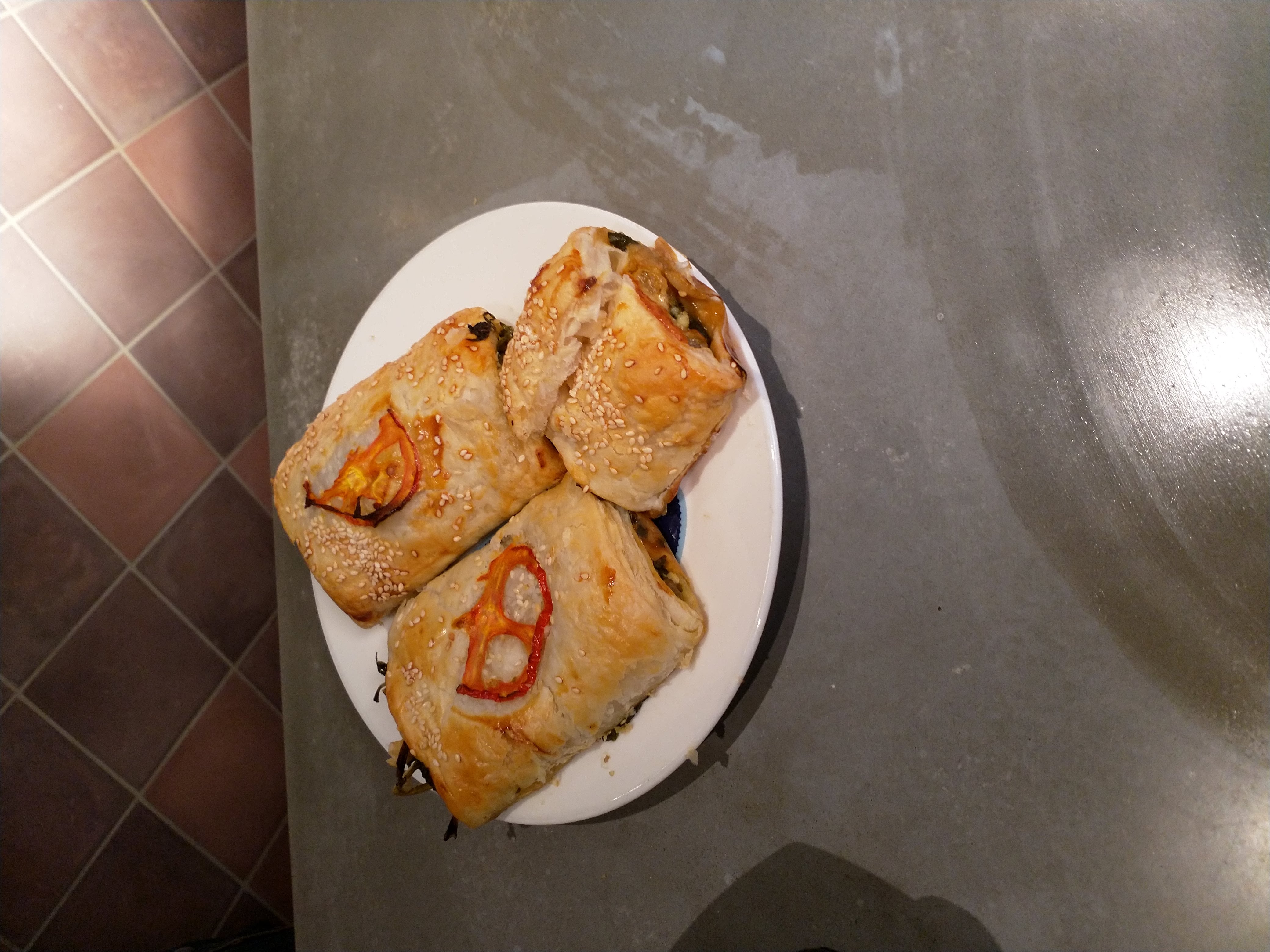 Rocket, garlic, onion and barossa cheddar baked pasty slice ~ Heidi ...